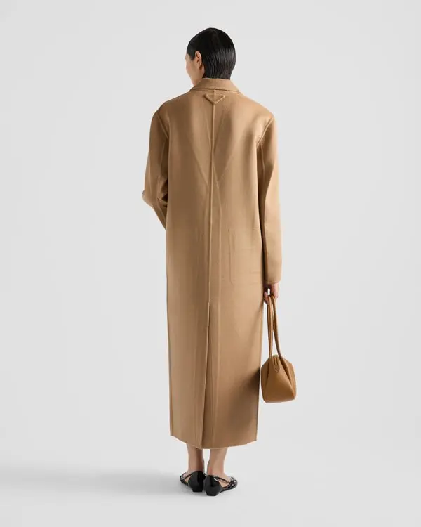Prada Single-Breasted Long Coat - Camel Brown - 23% Off | Editorialist